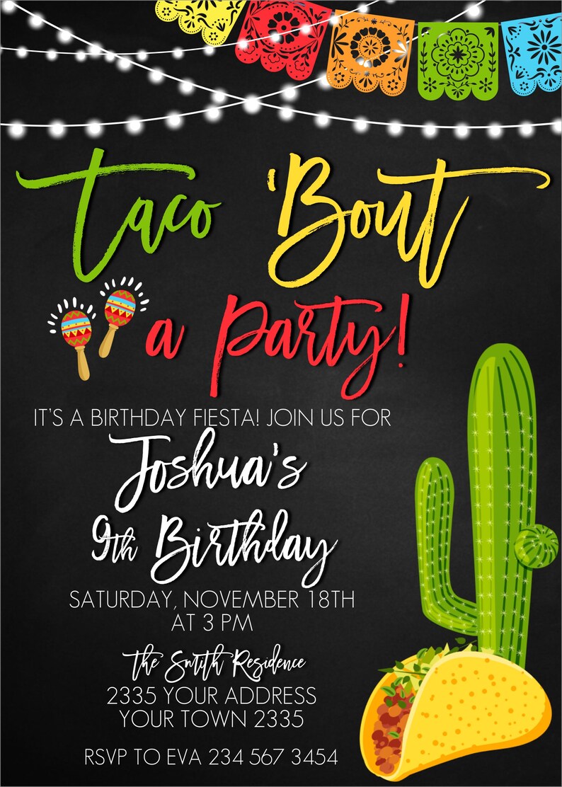 Editable Taco Bout a Party Invitation. Fiesta Birthday | Etsy