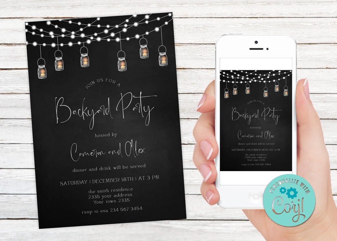 Editable Backyard Party Invitation. Housewarming Party. - Etsy