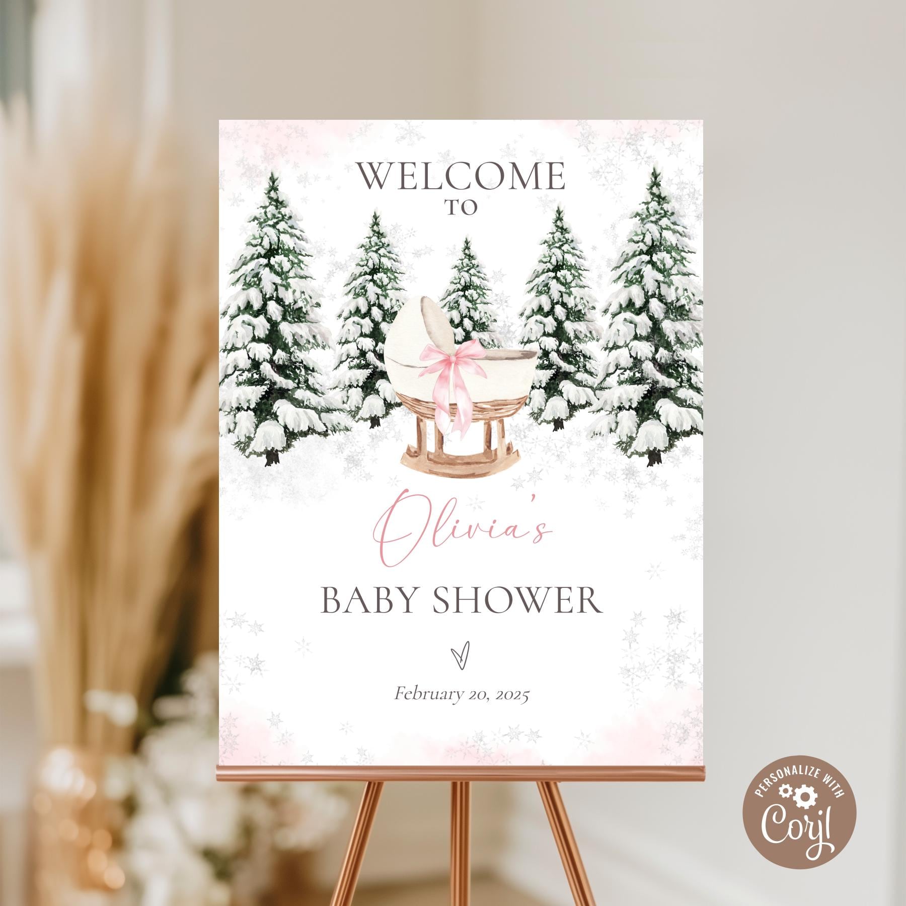 Winter Pink Bow Cradle Baby Shower Bundle. Baby It's Cold Outside ...