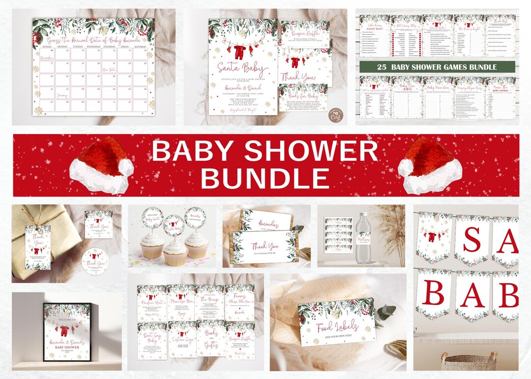 Editable Santa Baby Shower Bundle. Santa Baby Clothes Set. Santa Baby ...