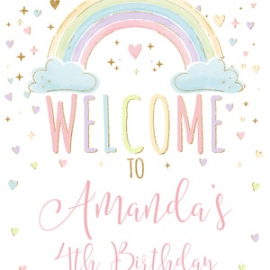 Editable Rainbow Birthday Signs Set. Rainbow Welcome Sign. Cards and ...