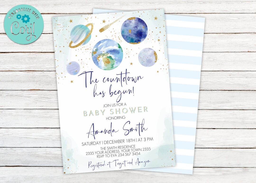 Editable Planet Baby Shower Invitation, Outer Space Theme (digital Item ...