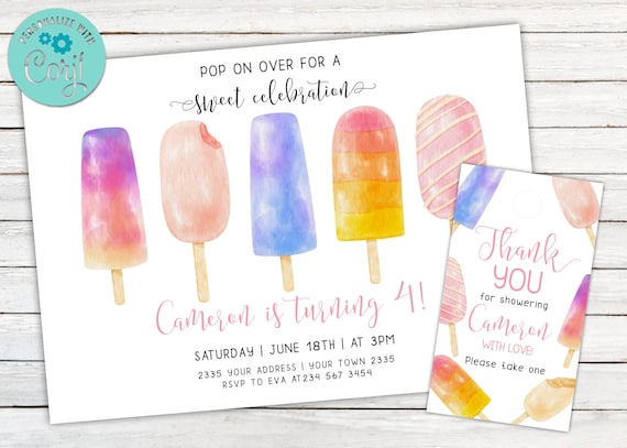 Editable Popsicle Birthday Invitation. Pop on Over to - Etsy