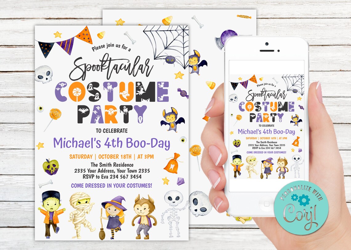 Editable Halloween Spooktacular Birthday Party Invitation. - Etsy