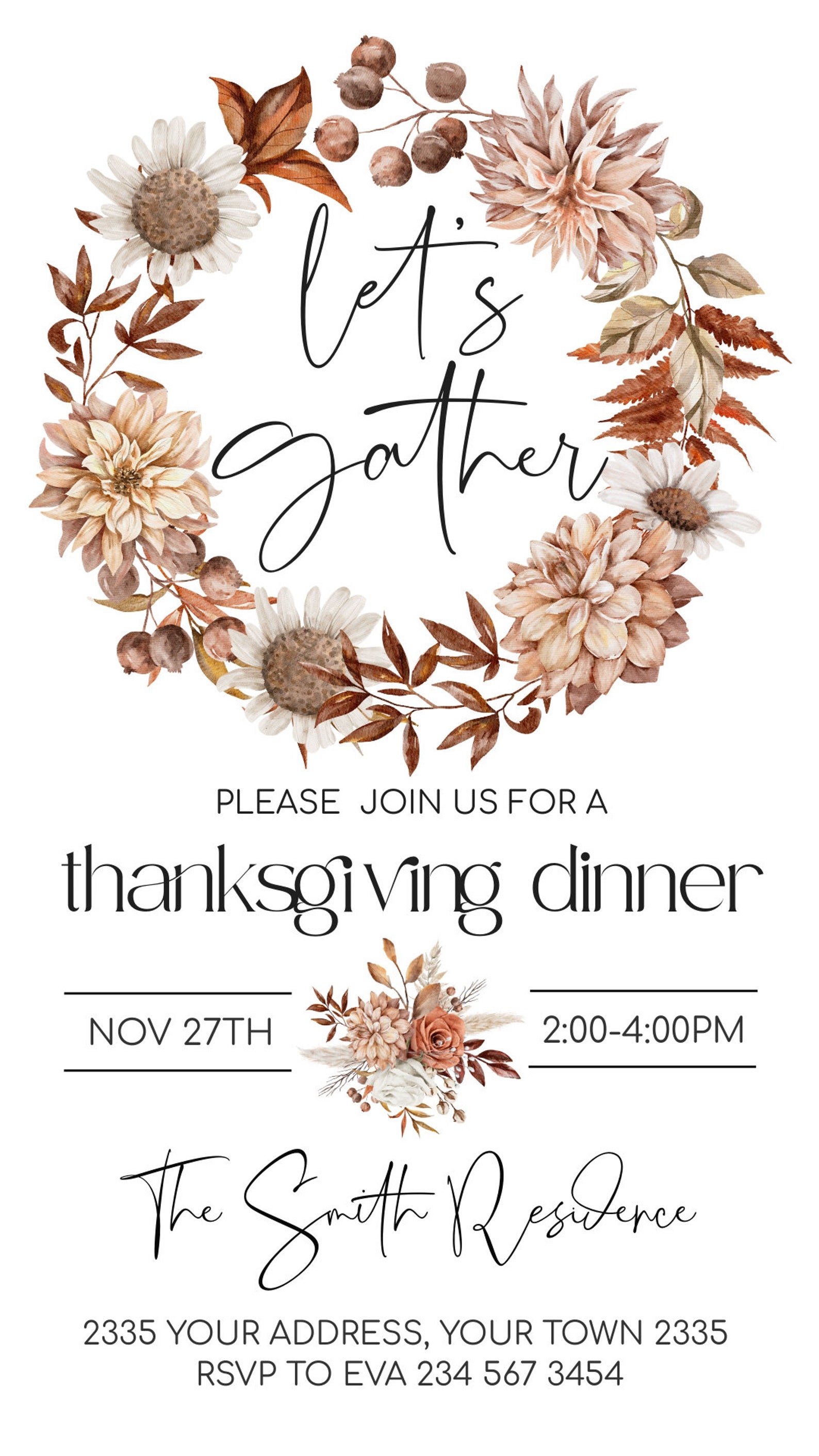 Editable Thanksgiving Invitation. Thanksgiving Dinner Invite. - Etsy