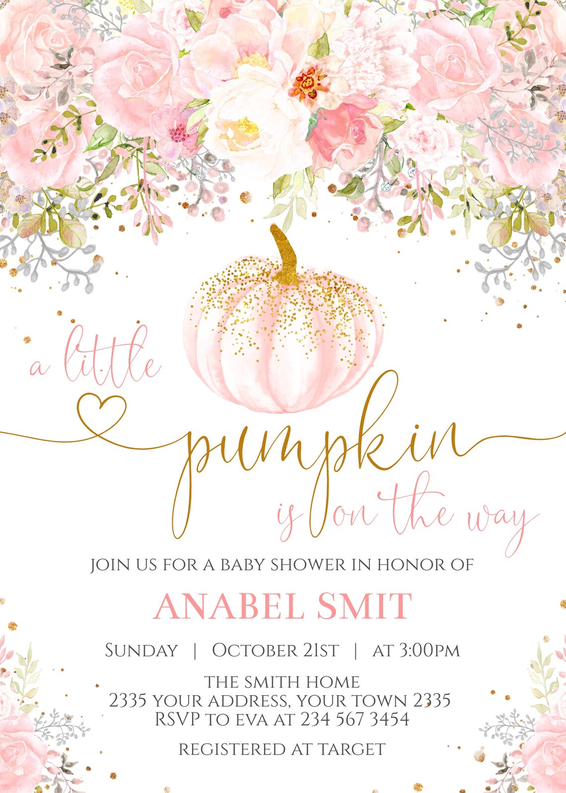 Editable Pumpkin Baby Shower Invitation Set. A Little Pumpkin - Etsy