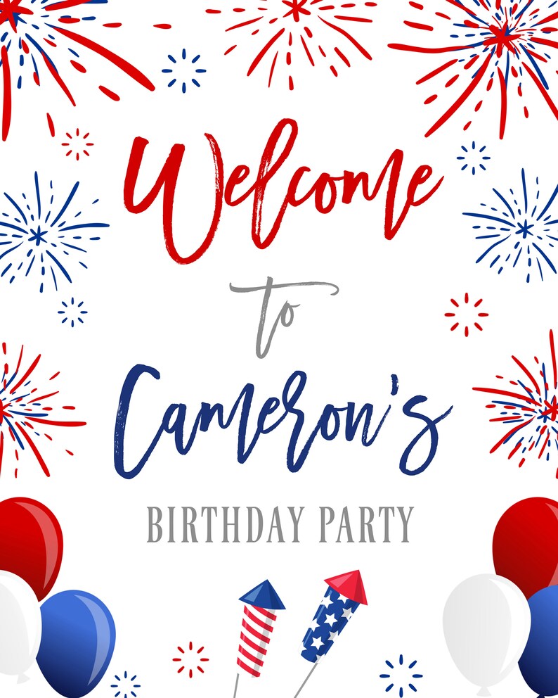 Editable 4th of July First Birthday Welcome Sign. Our Little - Etsy