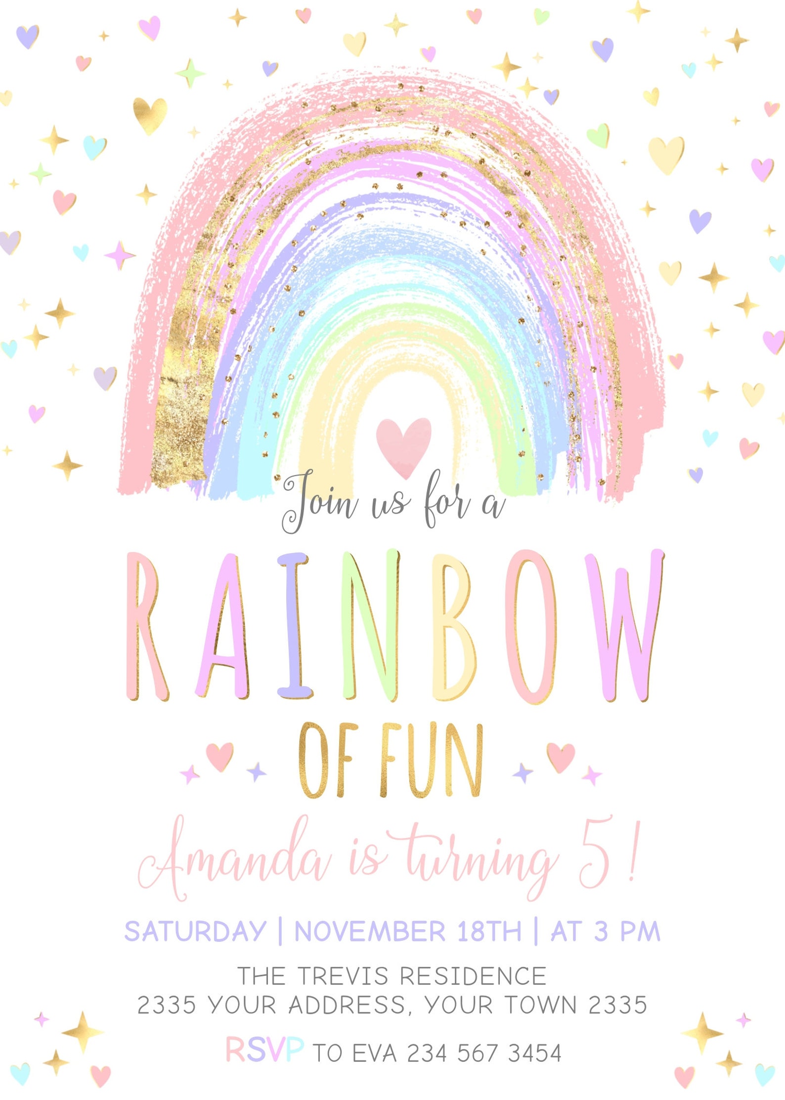 Editable Rainbow Birthday Invitation. Rainbow Invite. Colorful - Etsy