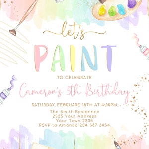 Editable Let’s Paint and Celebrate Invitation. Painting Party Birthday ...