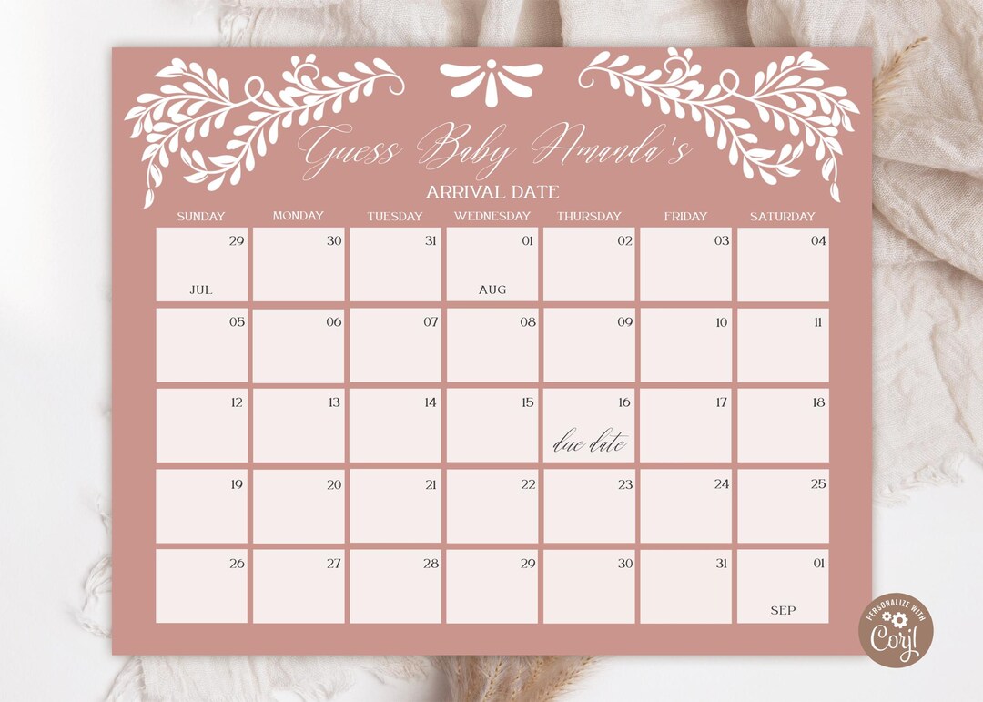 Editable Cielito Lindo Due Date Calendar Game. Mexican Folk Baby Shower ...