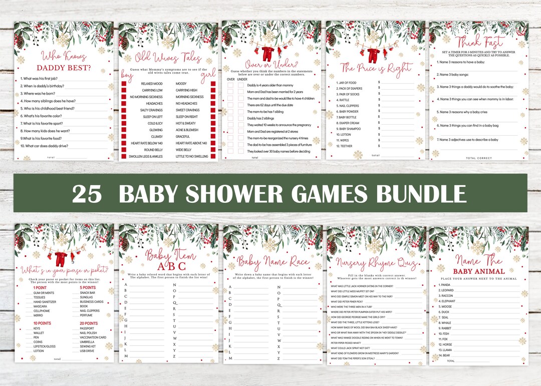 Editable Santa Baby Shower Games Bundle. Santa Baby Clothes Game Pack ...