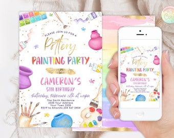 Editable Pottery Party Invitation. Pottery Painting Party Birthday ...