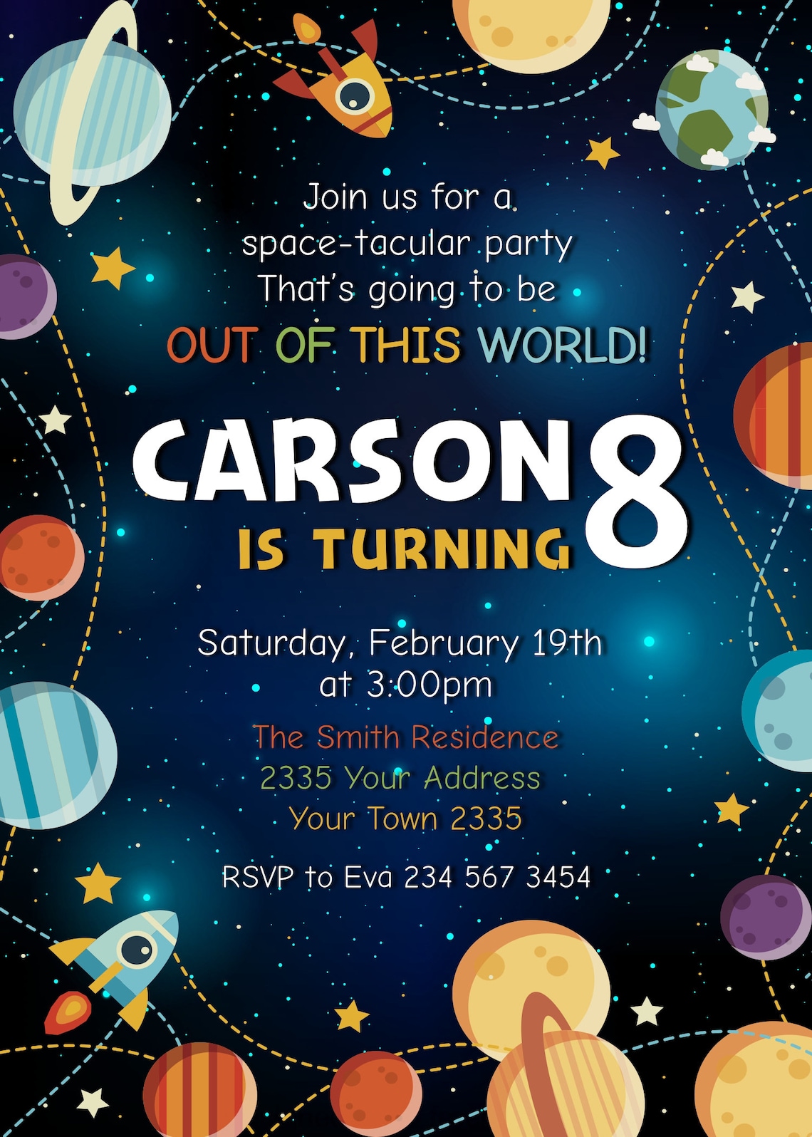 Editable Planet Birthday Invitation, Outer Space Theme (digital) - Etsy