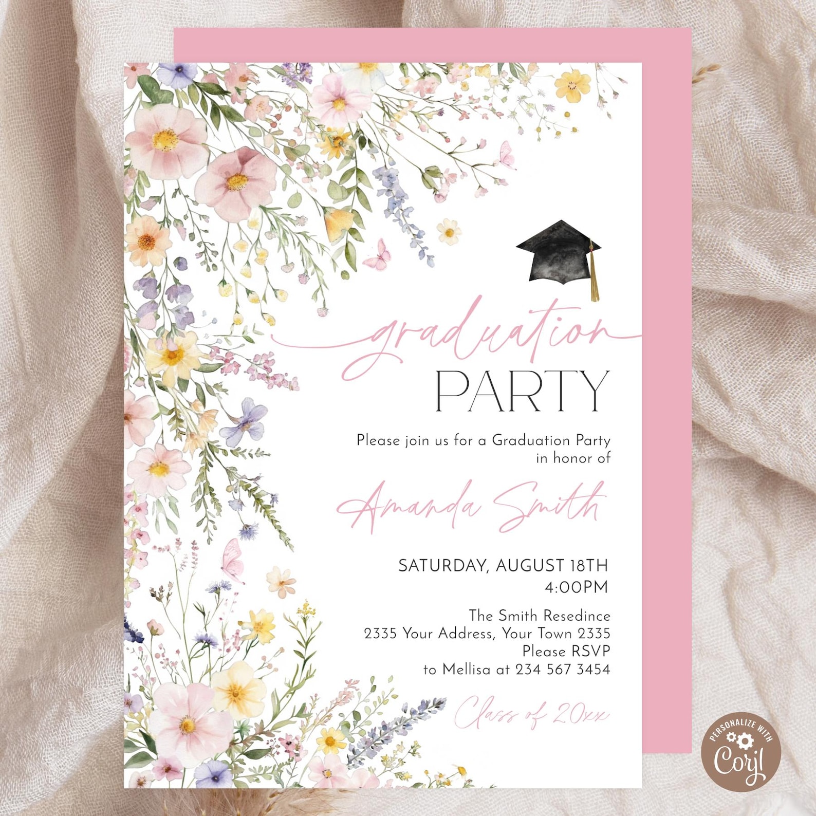 Editable Wildflower Graduation Invitation. Wildflowers Graduation ...