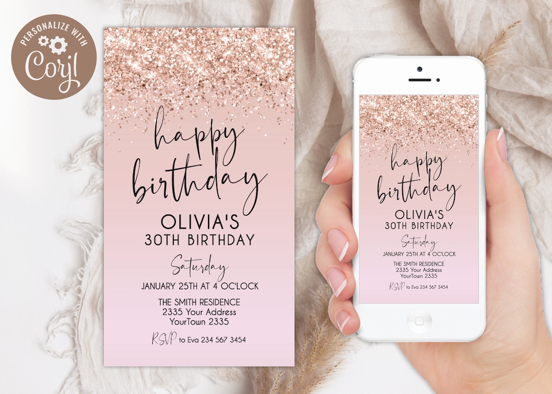 Editable Happy Birthday Invitation. Adult Birthday. Birthday Party ...