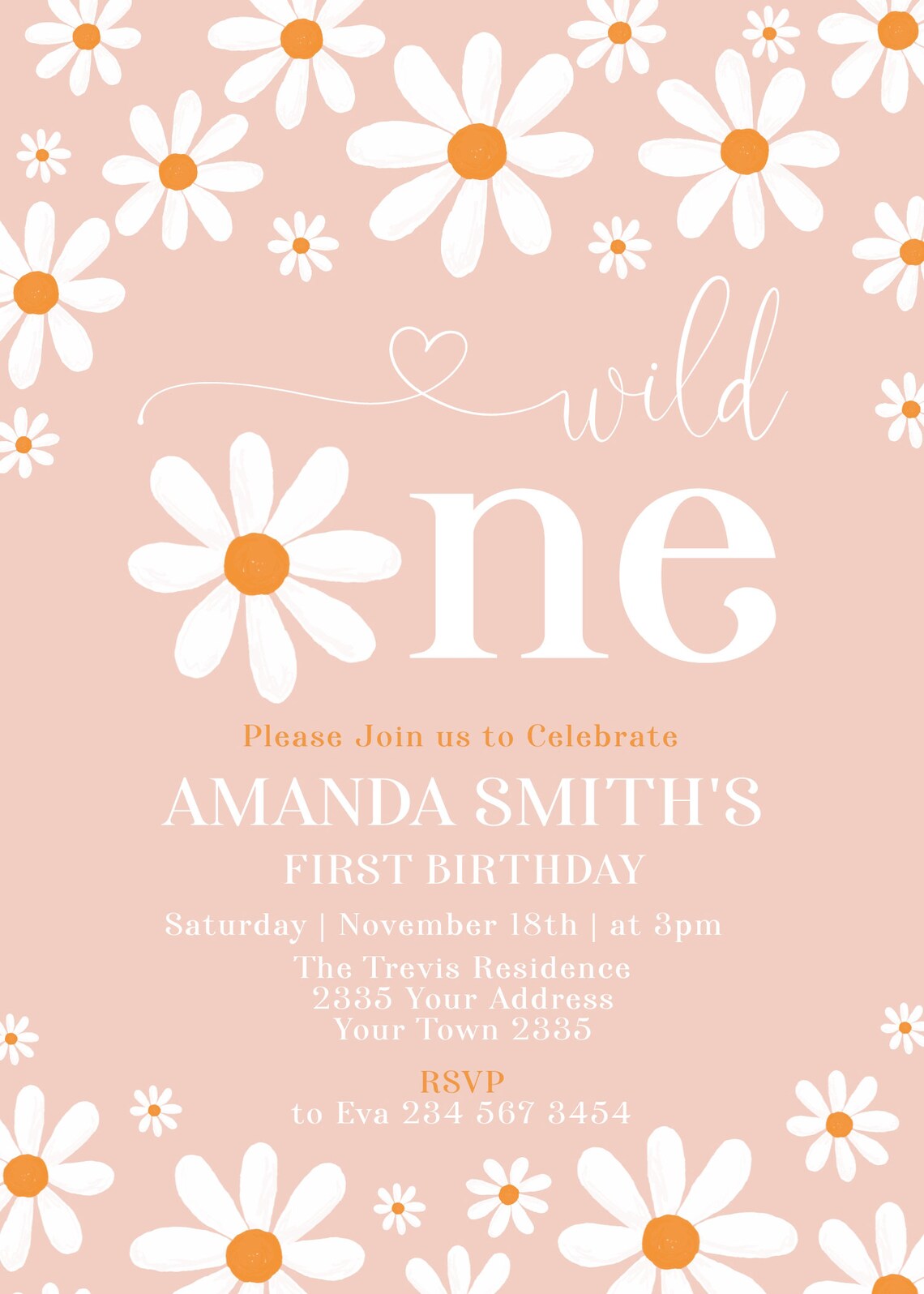 Editable Daisy Birthday Party Invitation. Daisy First Birthday - Etsy