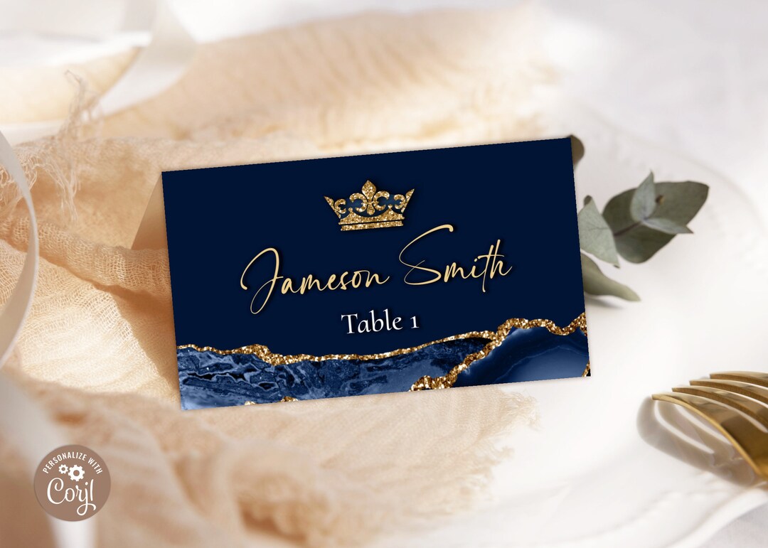 Editable Royal Birthday Party Place Card. Royal Table Name - Etsy