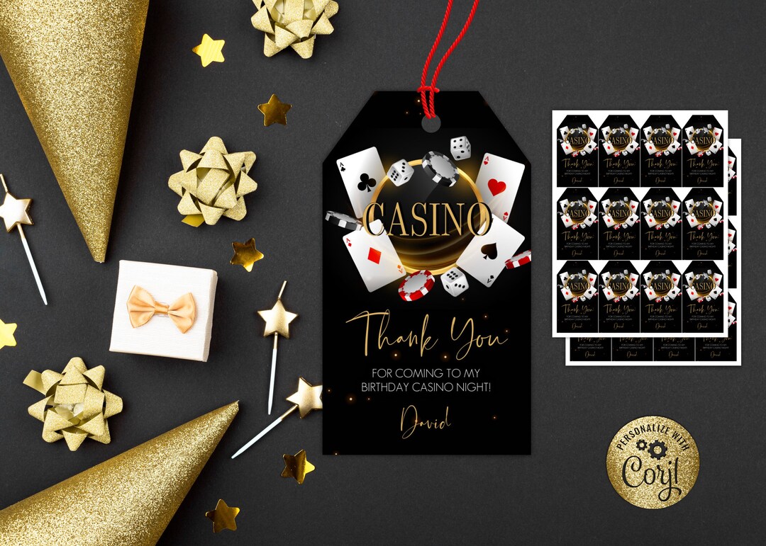 Editable Casino Birthday Thank You Tags. Poker Birthday Favor Tag ...