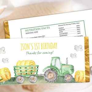 Editable Green Tractor, Bales of Hay Birthday Invitation Bundle ...
