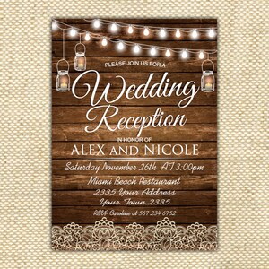 Wedding Reception Invitation. Rustic Wedding Reception | Etsy