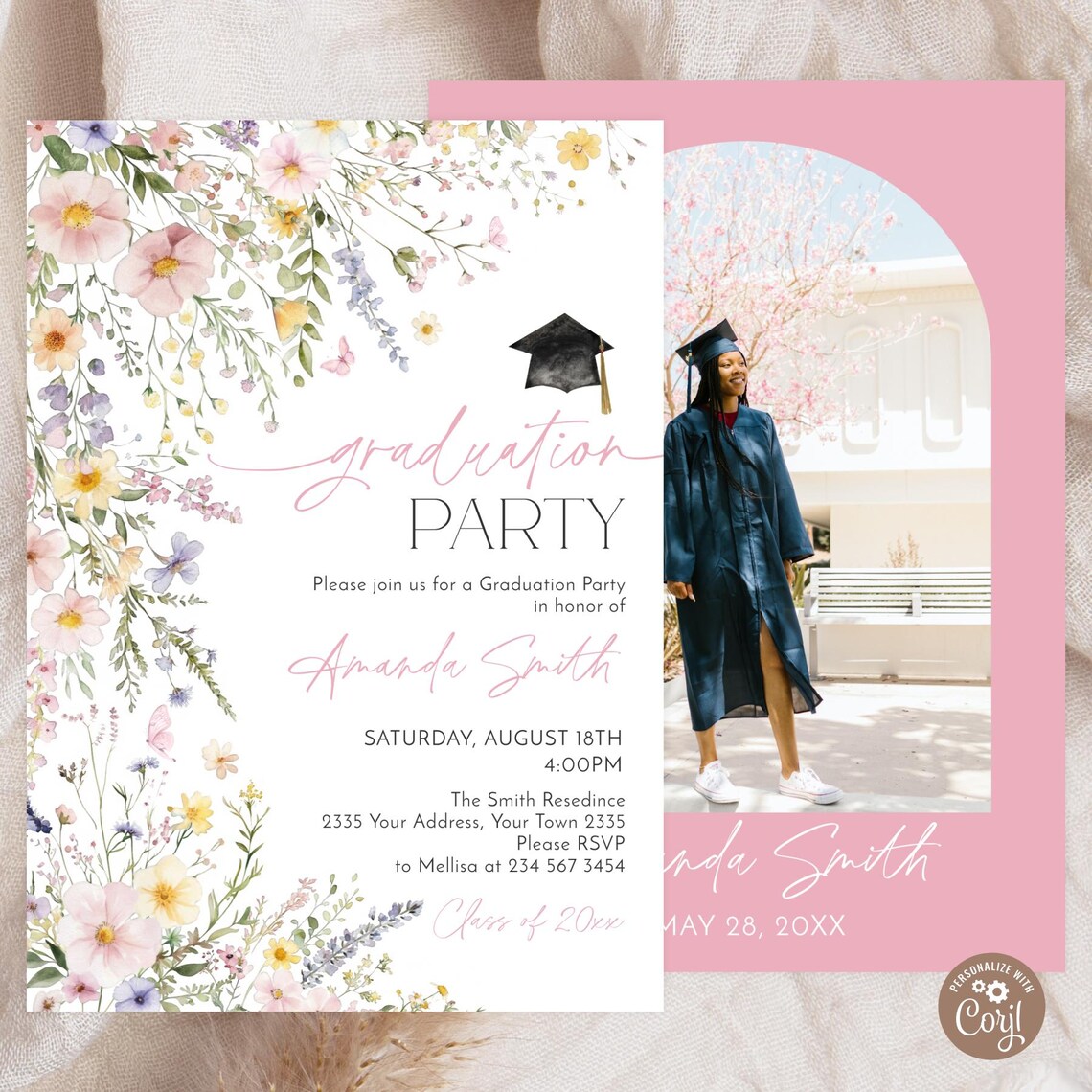 Editable Wildflower Graduation Invitation. Wildflowers Graduation ...