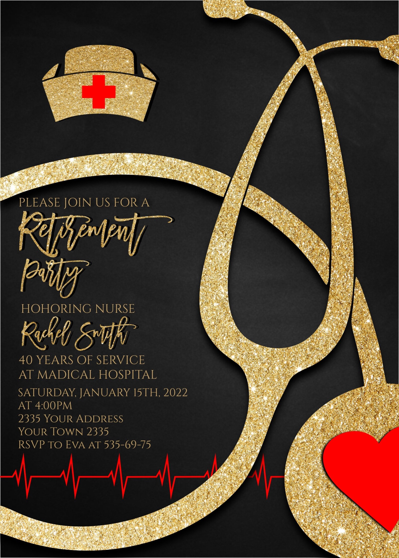 Editable Nurse Retirement Invitation. Nurse Retirement Party - Etsy