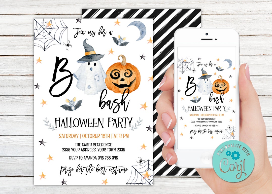 Editable Boo Bash Halloween Invitation. Halloween Party Invite. Costume ...