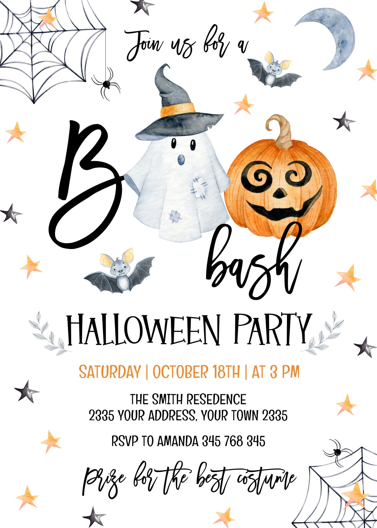 Editable Boo Bash Halloween Invitation. Halloween Party - Etsy