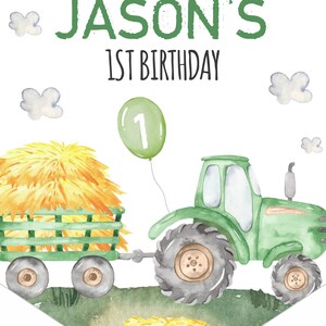 Editable Green Tractor, Bales of Hay Birthday Invitation Bundle ...