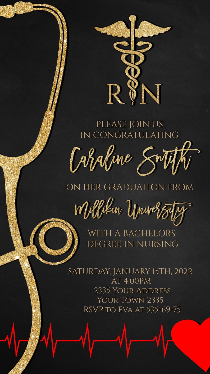 Editable Nursing Graduation Invitation. Registered Nurse - Etsy
