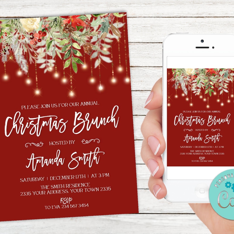 Christmas Brunch Invitations - Etsy