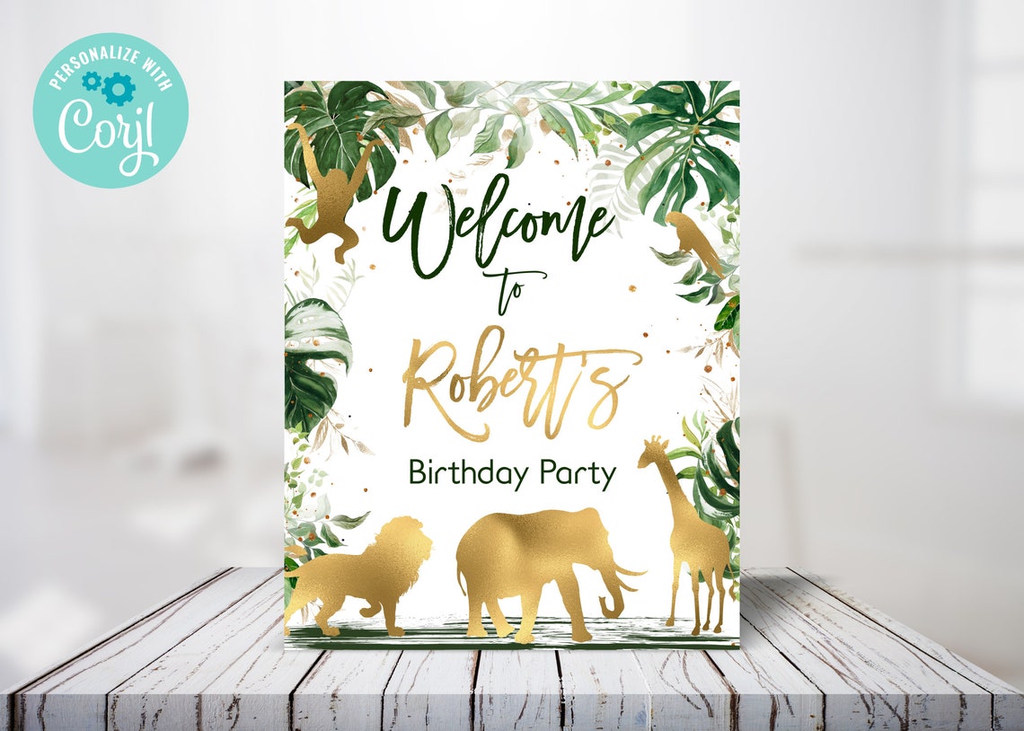 Editable Welcome Sign. Safari Birthday Welcome Sign. Jungle - Etsy