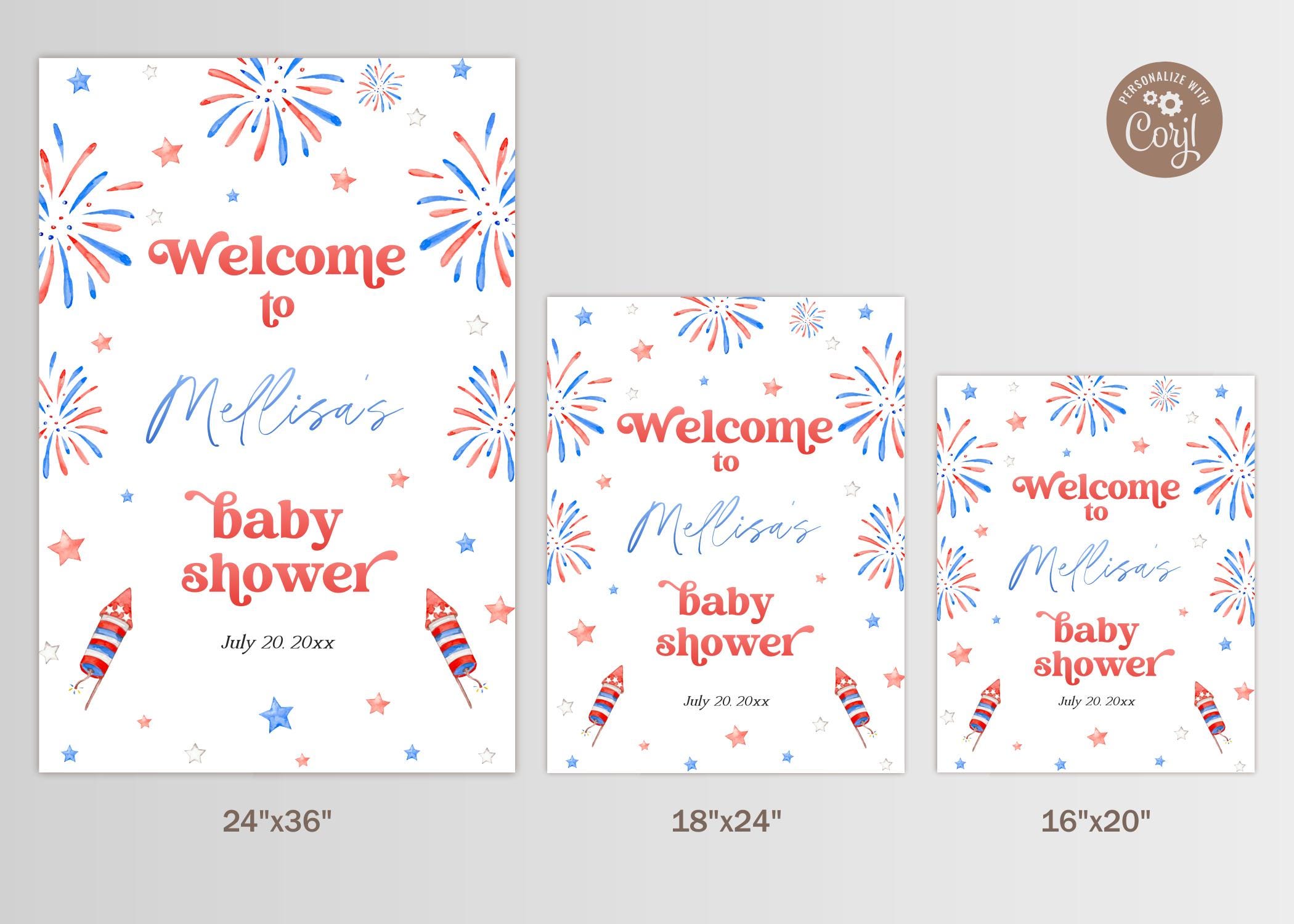 Firecracker Baby Shower Welcome Sign, July 4th Theme (editable Digital ...