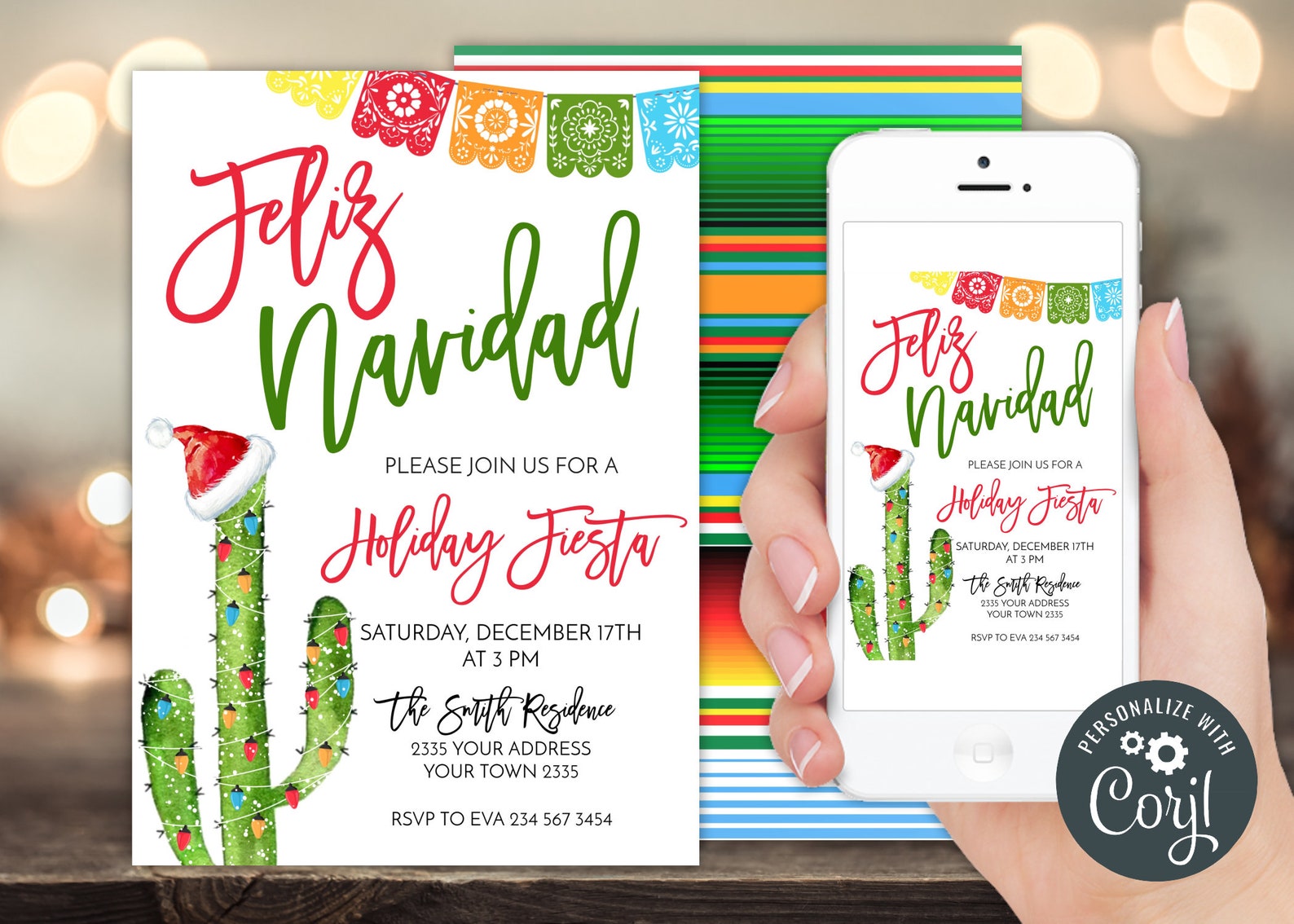 Editable Feliz Navidad Holiday Invitation. Feliz Navidad - Etsy
