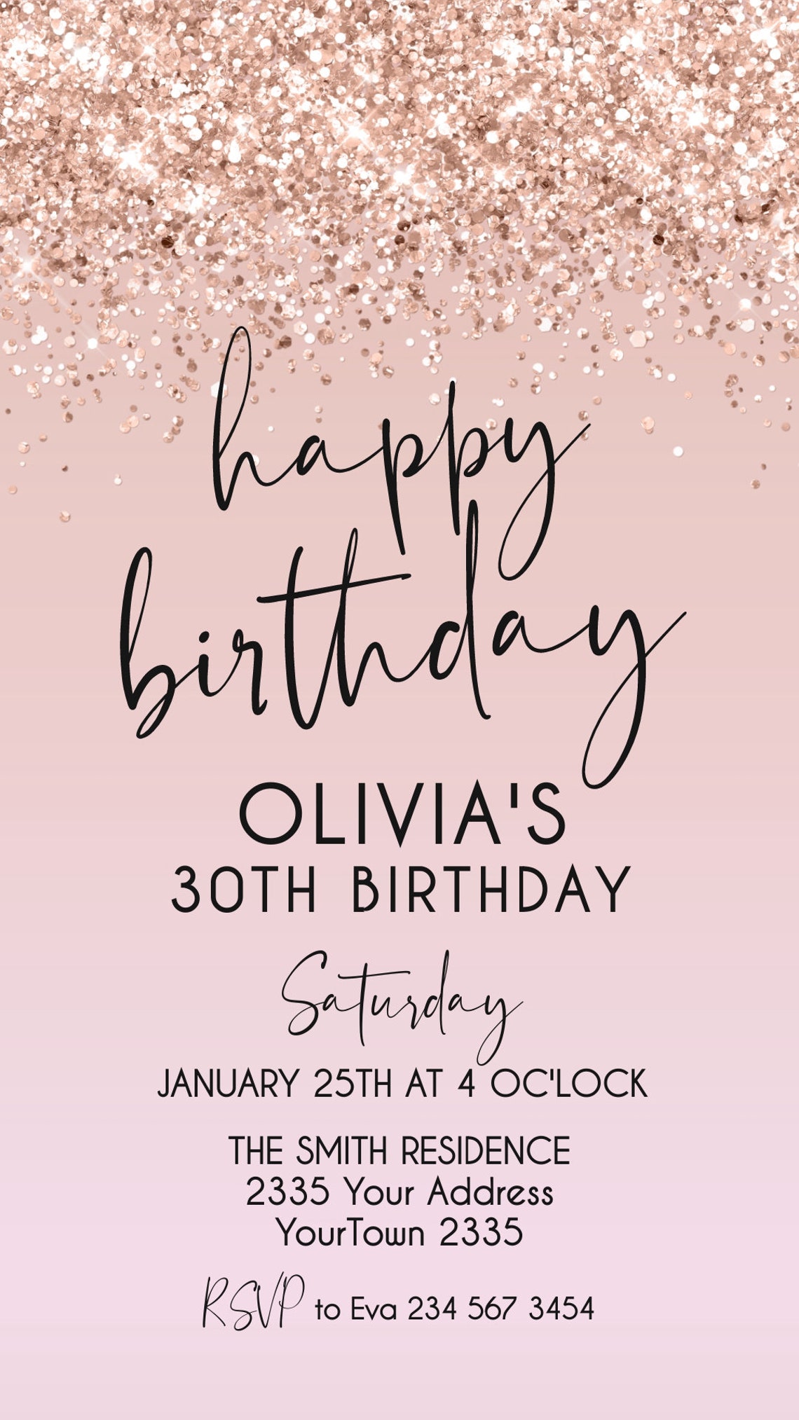 Editable Happy Birthday Invitation. Adult Birthday. Birthday - Etsy