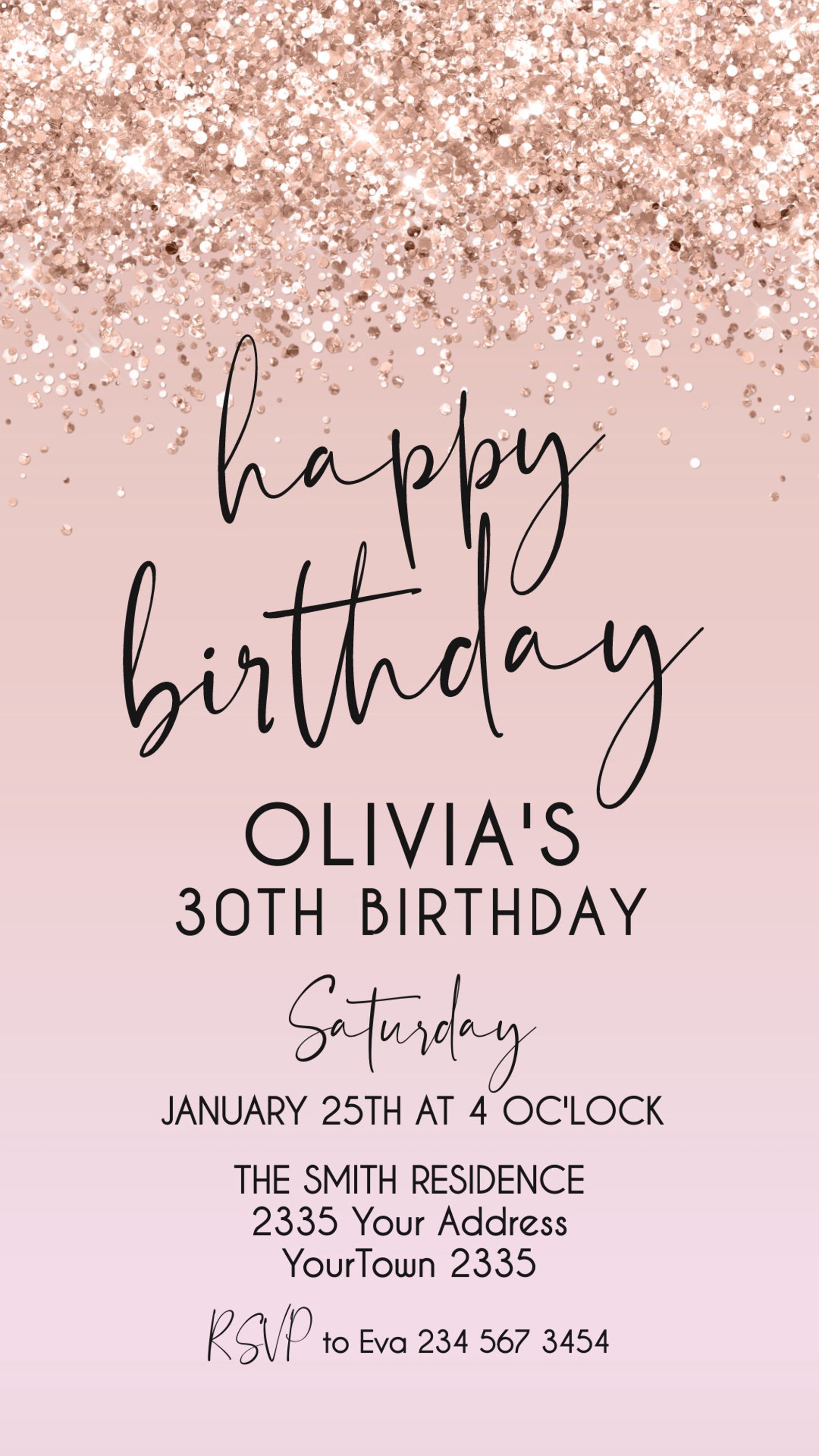 Editable Happy Birthday Invitation. Adult Birthday. Birthday - Etsy