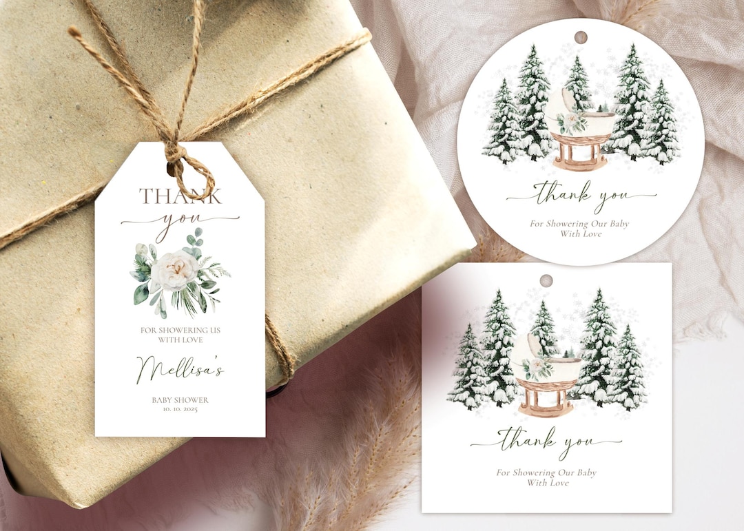 Editable Winter Cradle Baby Shower Gift Tag. Baby It's Cold Outside ...