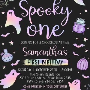 Editable Halloween Pastel Ghost Birthday Invitation. Hey Boo Cute Ghost ...