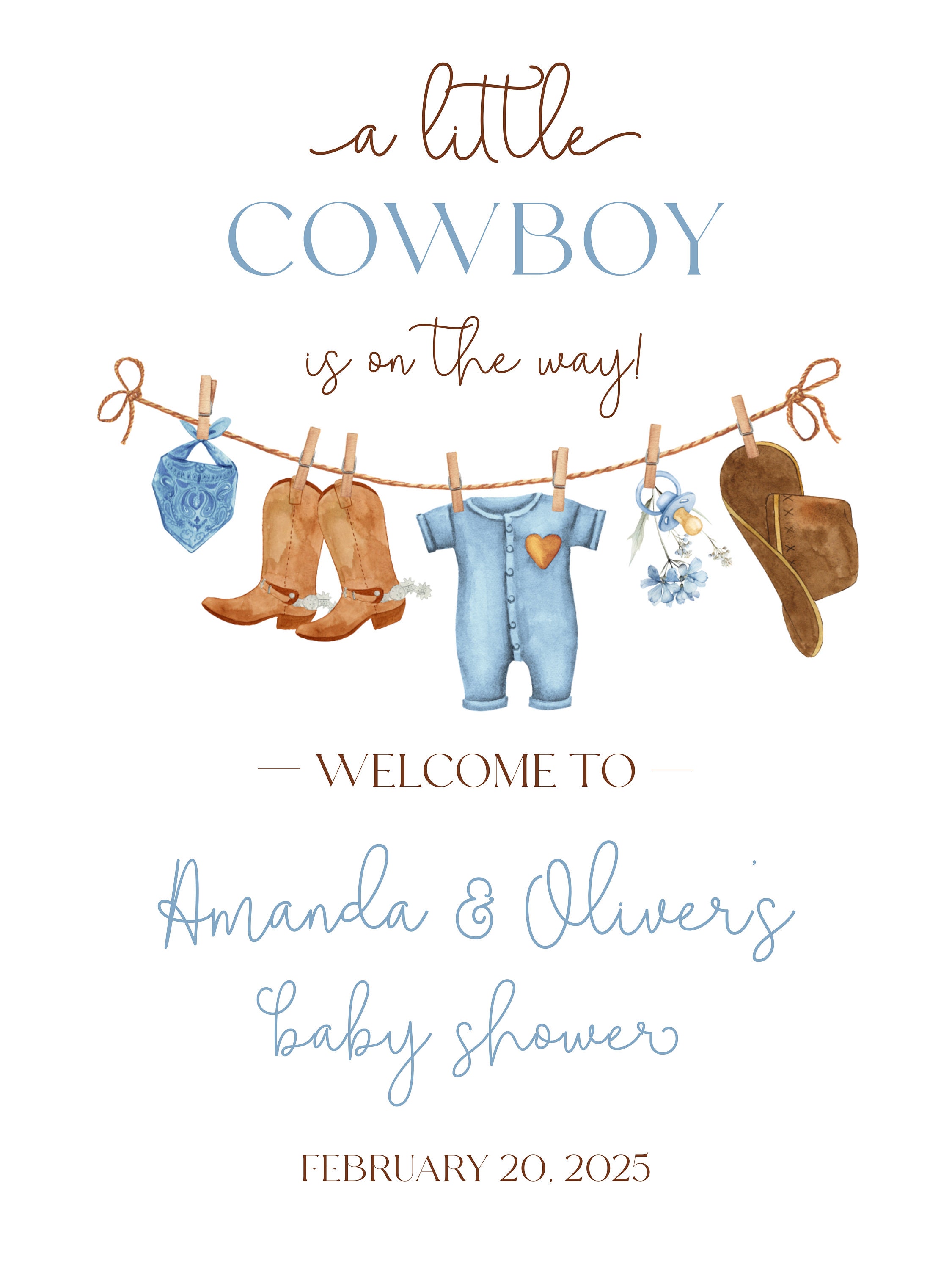 Editable Cowboy Baby Shower Welcome Sign. A Little Cowboy Baby Shower ...