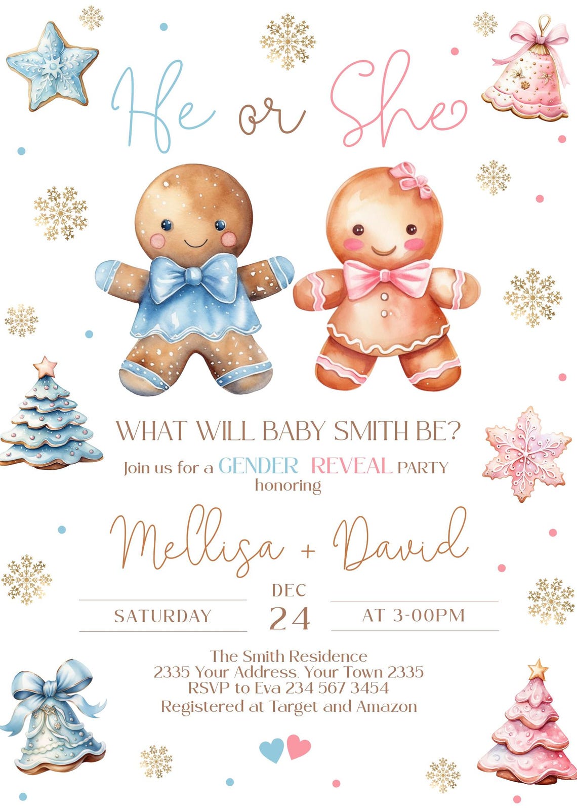 Editable Gingerbread Gender Reveal Invitation. Gingerbread Guess the ...