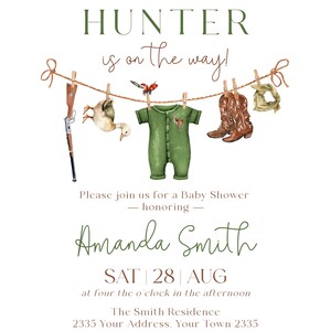 Editable Duck Hunting Baby Shower Invitation Set. A Little Hunter is on ...