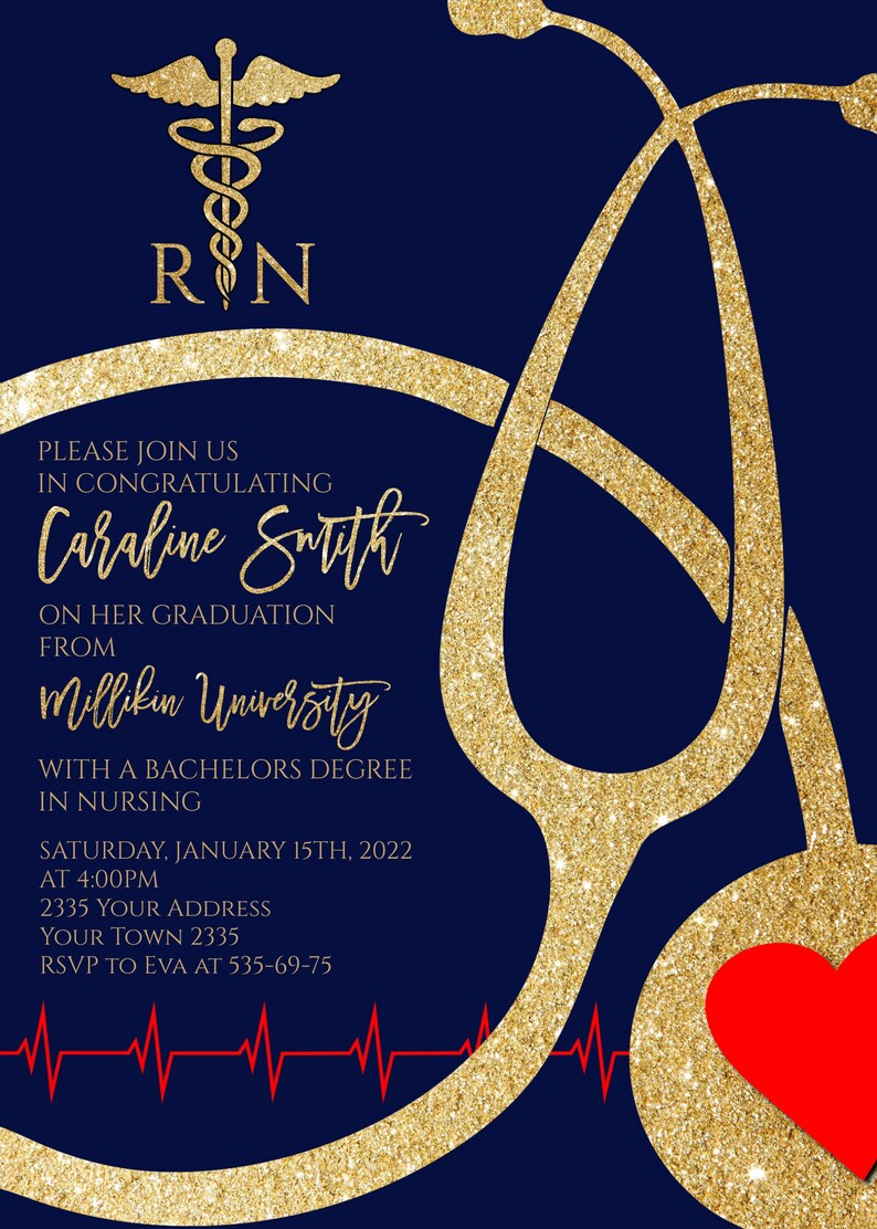 Editable Nursing Graduation Invitation. Registered Nurse - Etsy