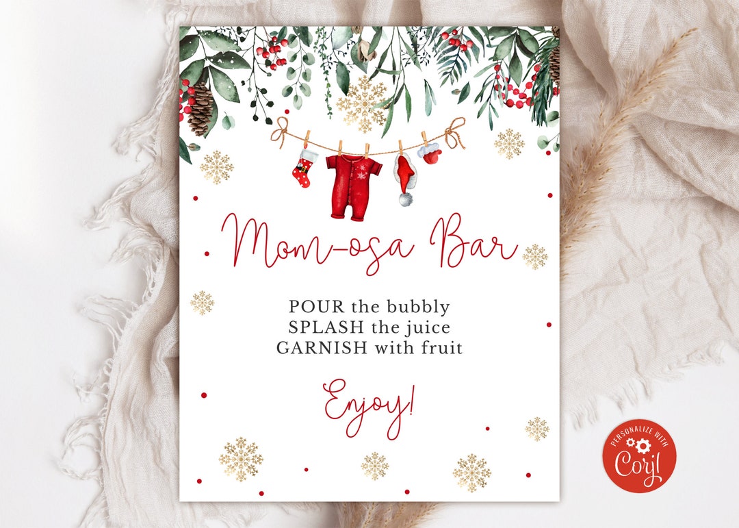 Editable Momosa Bar Sign Santa Baby Shower. Santa Baby Clothes Momosa ...