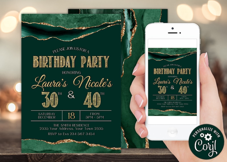 Editable Adult Joint Birthday Invitation. Joint Birthday Party - Etsy