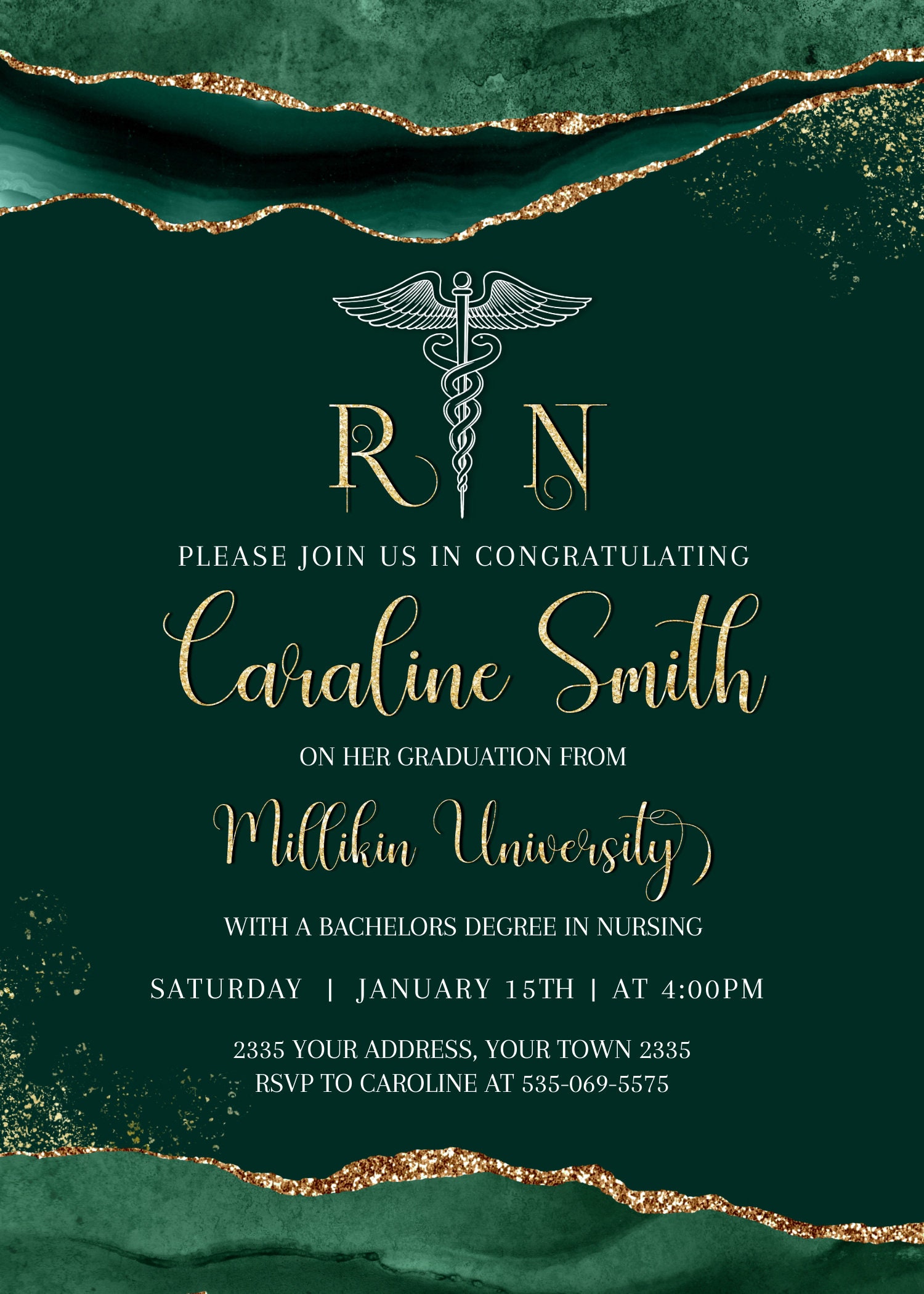 Editable Nursing Graduation Invitation. Registered Nurse Invitation. RN ...