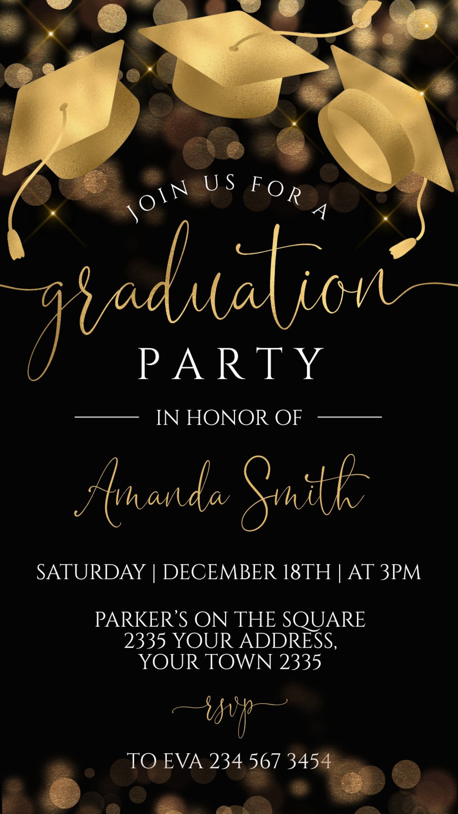 Editable Graduation Party Invitation. Glitter Graduation - Etsy