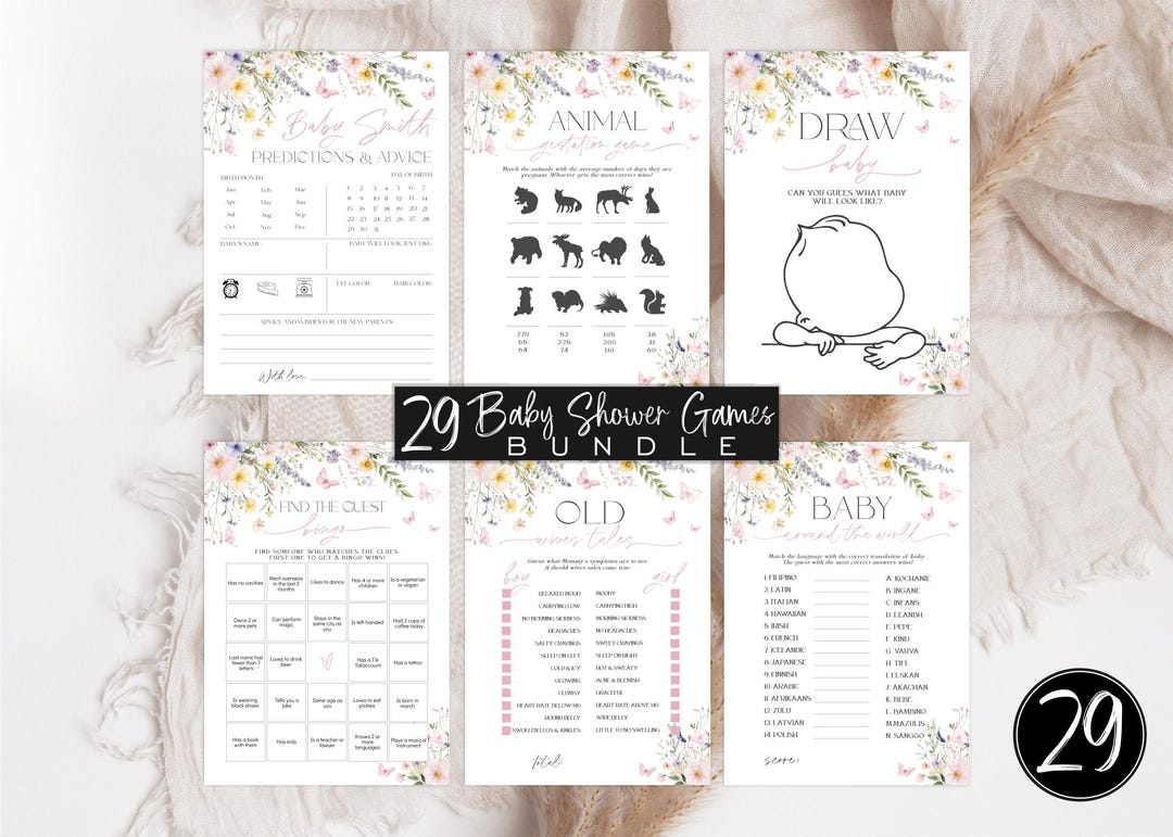 Editable Baby in Bloom Baby Shower Games Bundle. Wild Flower Baby ...