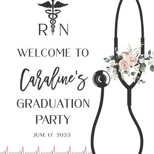 Editable Nursing Graduation Welcome Sign. Registered Nurse. Floral RN ...