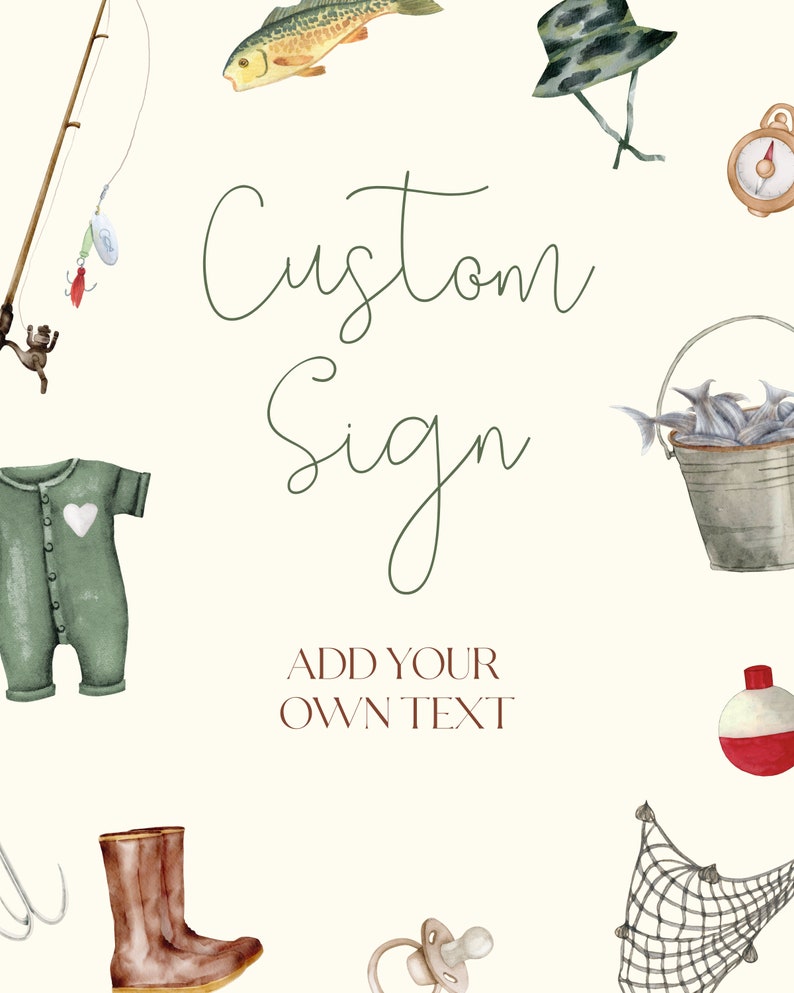 Editable Fishing Baby Shower Sign Bundle. A Little Fisherman is on the ...