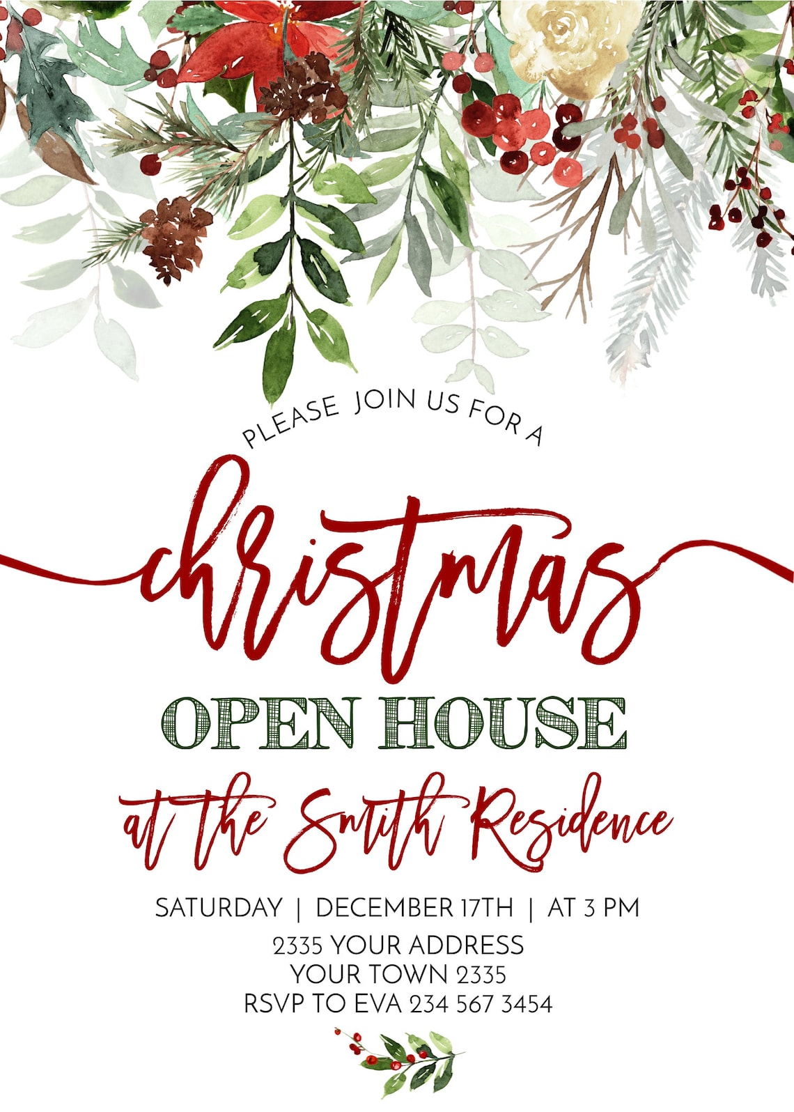 Editable Christmas Open House Party Invitation. Open House - Etsy
